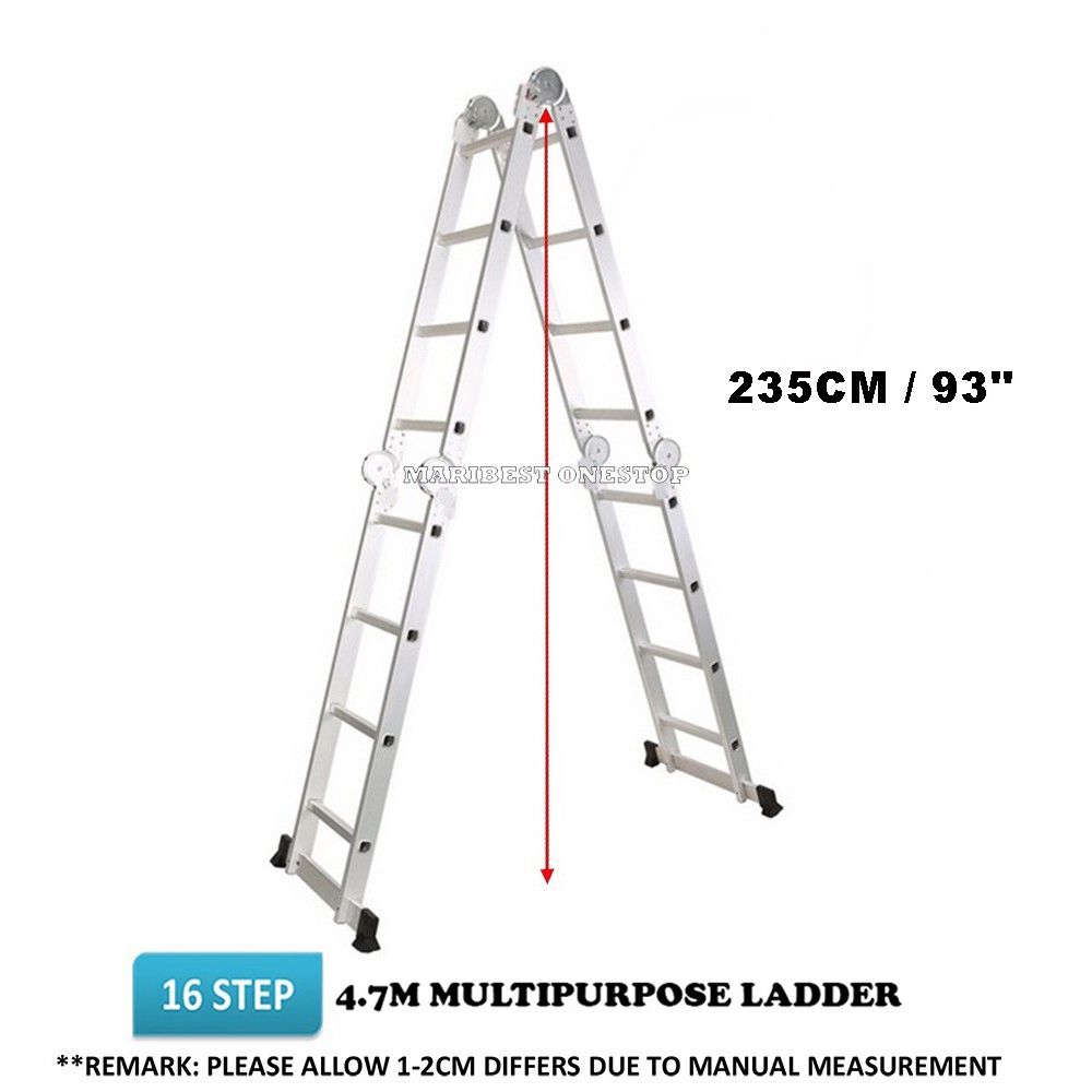Tangga Serbaguba / 16 STEP (4.7M) / 12 STEP (3.7M) ALUMINIUM ...