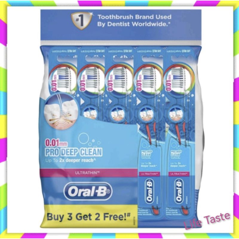 Oral-B UltraThin Pro Deep Clean (Extra Soft) Manual Toothbrush (5 ...