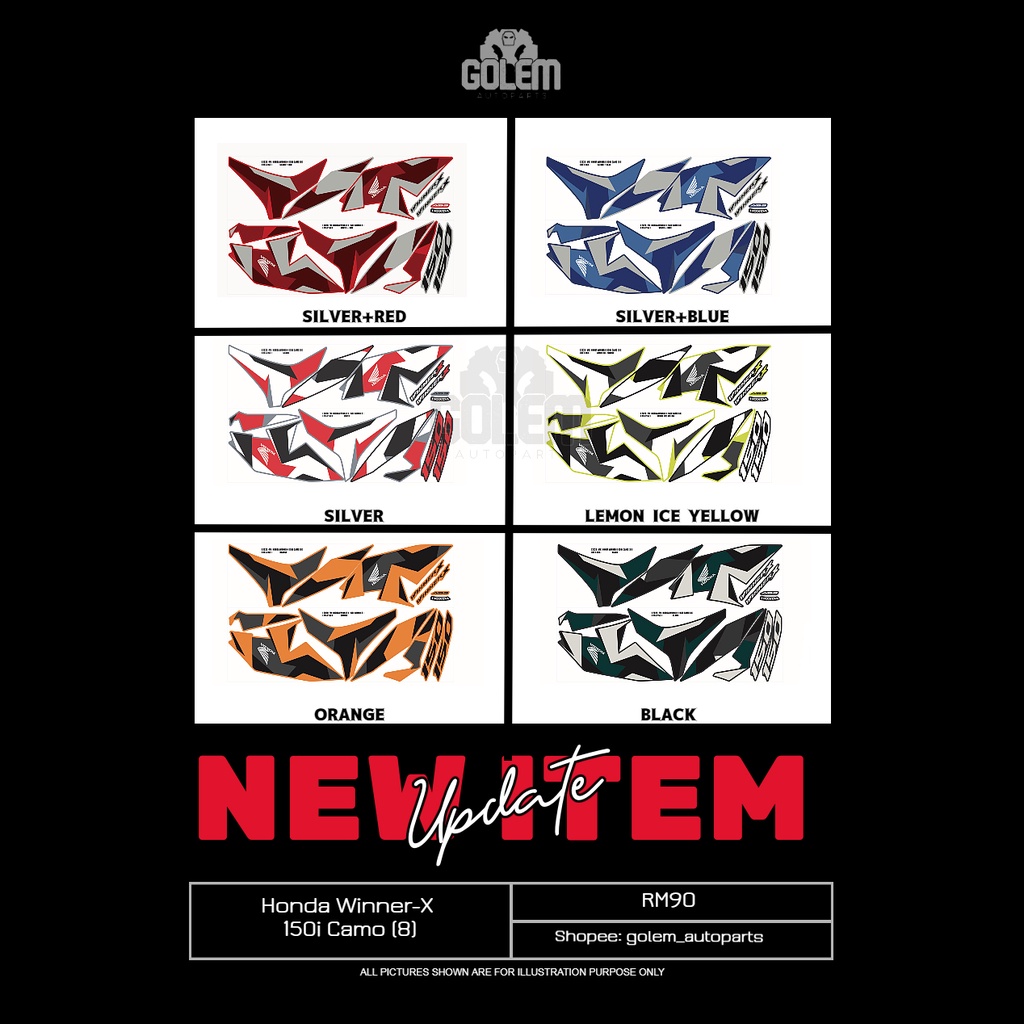 Honda Winner-X 150i Camo RS-X 150 (8) 2020 VN Gred AAA Sticker body ...