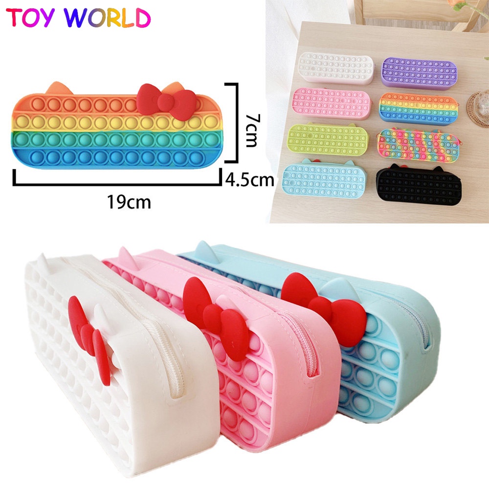 19 Jenis: Pop It Cute Pencil Case Hello Kitty pencil case (Pencil box ...