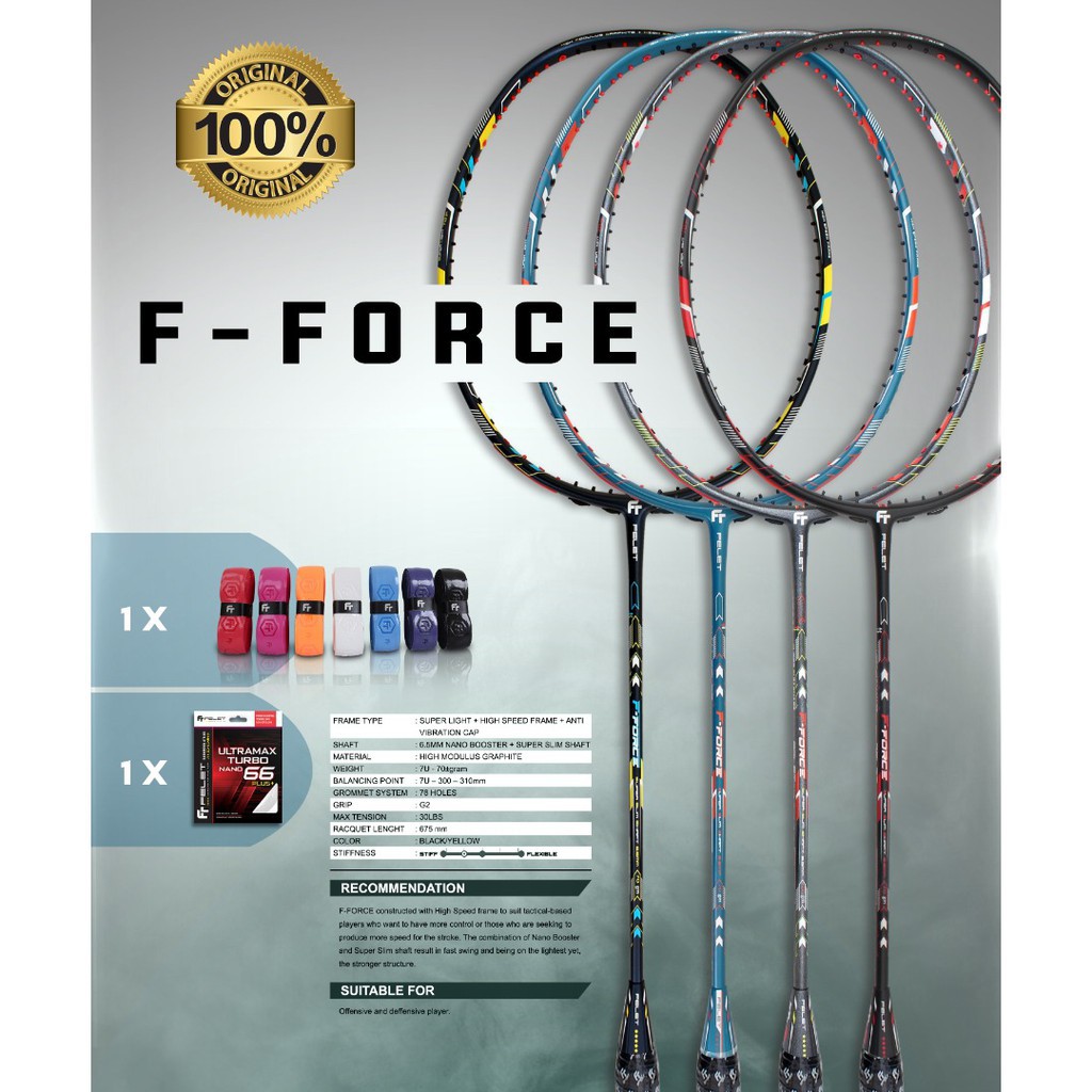 Reket badminton feletf-force - super light badminton racket - 100% ...