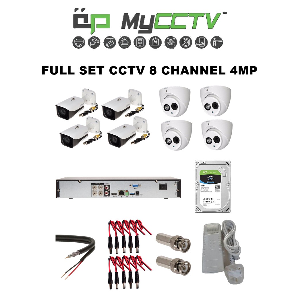 FULL SET CCTV 8 CHANNEL 4MP | Shopee Malaysia