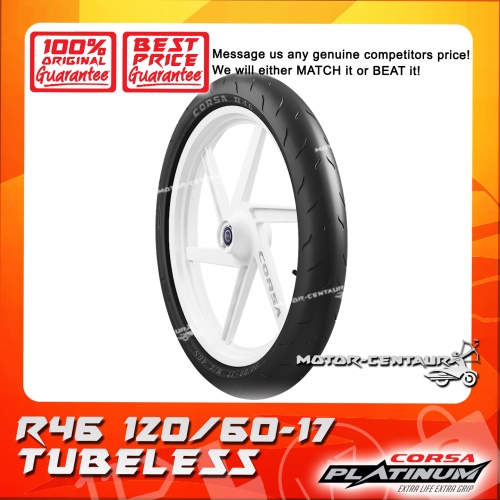 TAYAR CORSA PLATINUM TUBELESS TYRE R46 120/60-17 | Shopee Malaysia