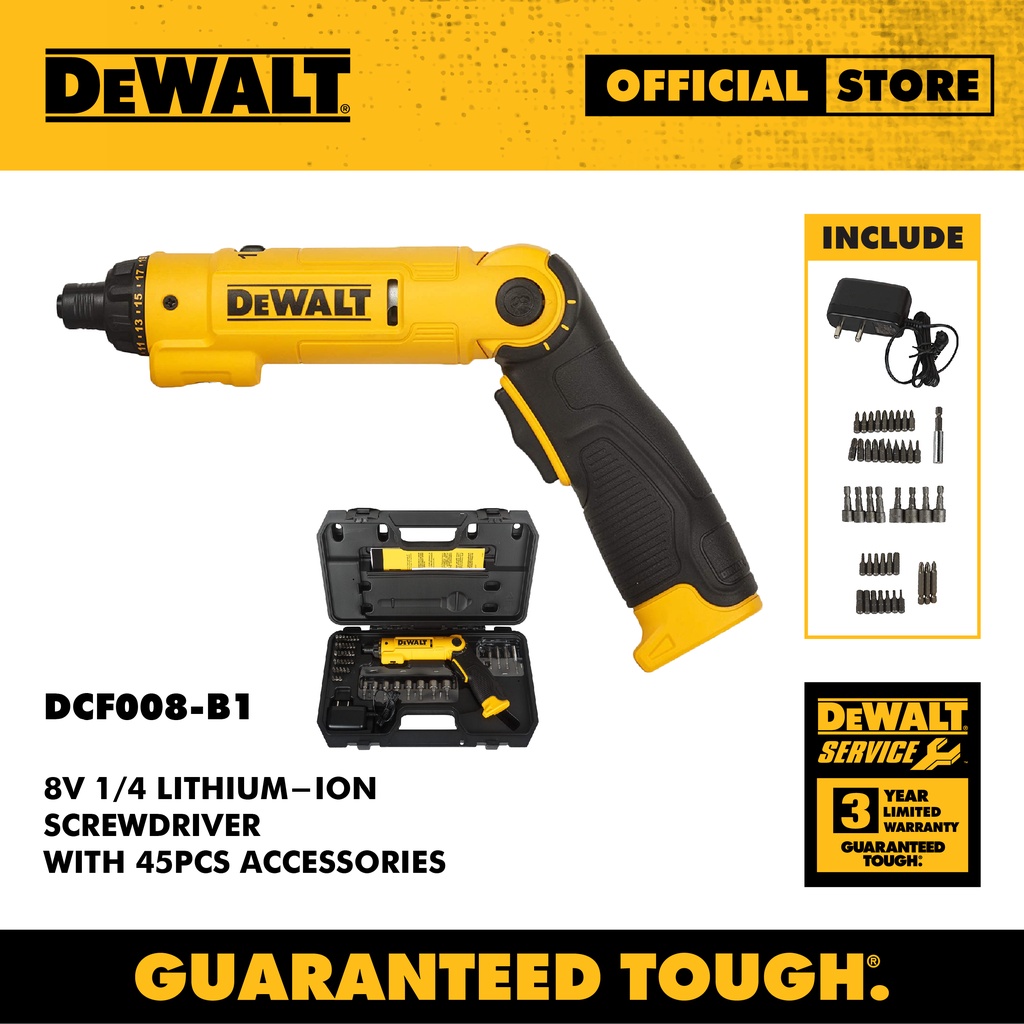 Dewalt Dcf008 B1 8v Cordless Screwdriver Set 45 Pcs Accessories Dcf008