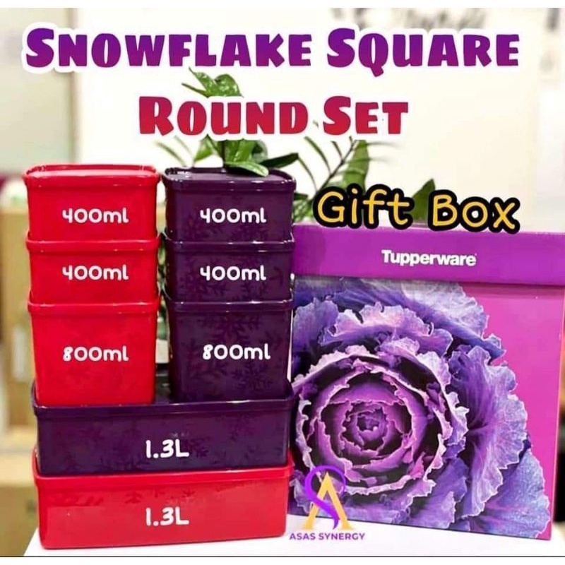 🔥Tupperware 🔥Snowflakes Square Round Set 8 in 1 | Shopee Malaysia