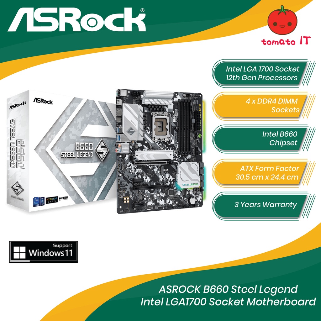 ASROCK B660 Steel Legend Intel LGA1700 Socket ATX Motherboard | Shopee ...