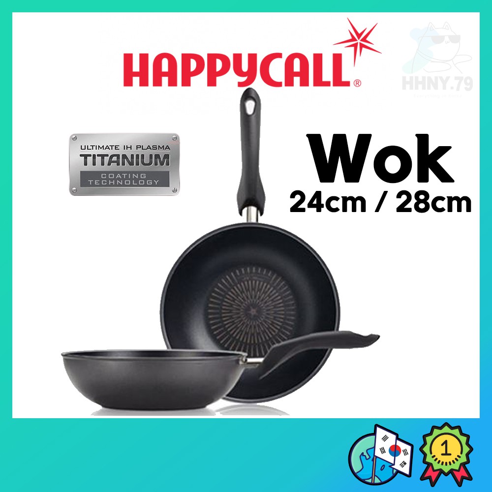 [Happy Call] Plasma Titanium IH Wok 24cm / 28cm Korea Kitchen Ware Korean Living Induction Wok ...