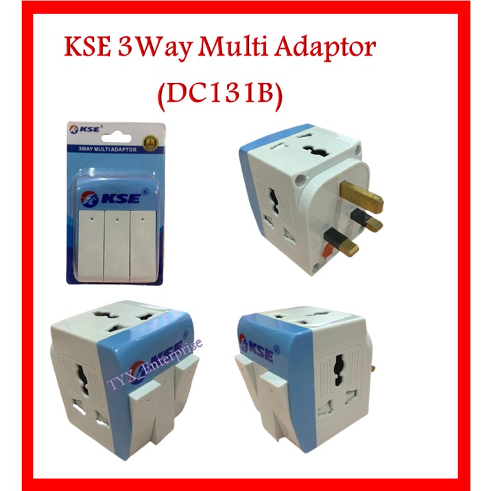 Kse 3 Way Multi Adaptor 13a 3000 Watts With On Off Switch Original