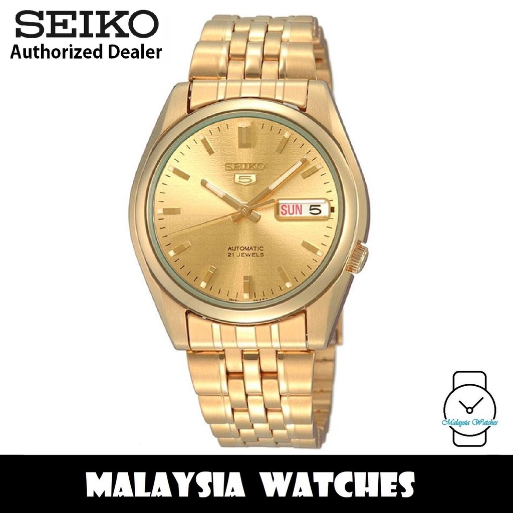 Seiko 5 SNK366K1 Automatic See-thru Back Gold Dial Gold-Tone Stainless ...