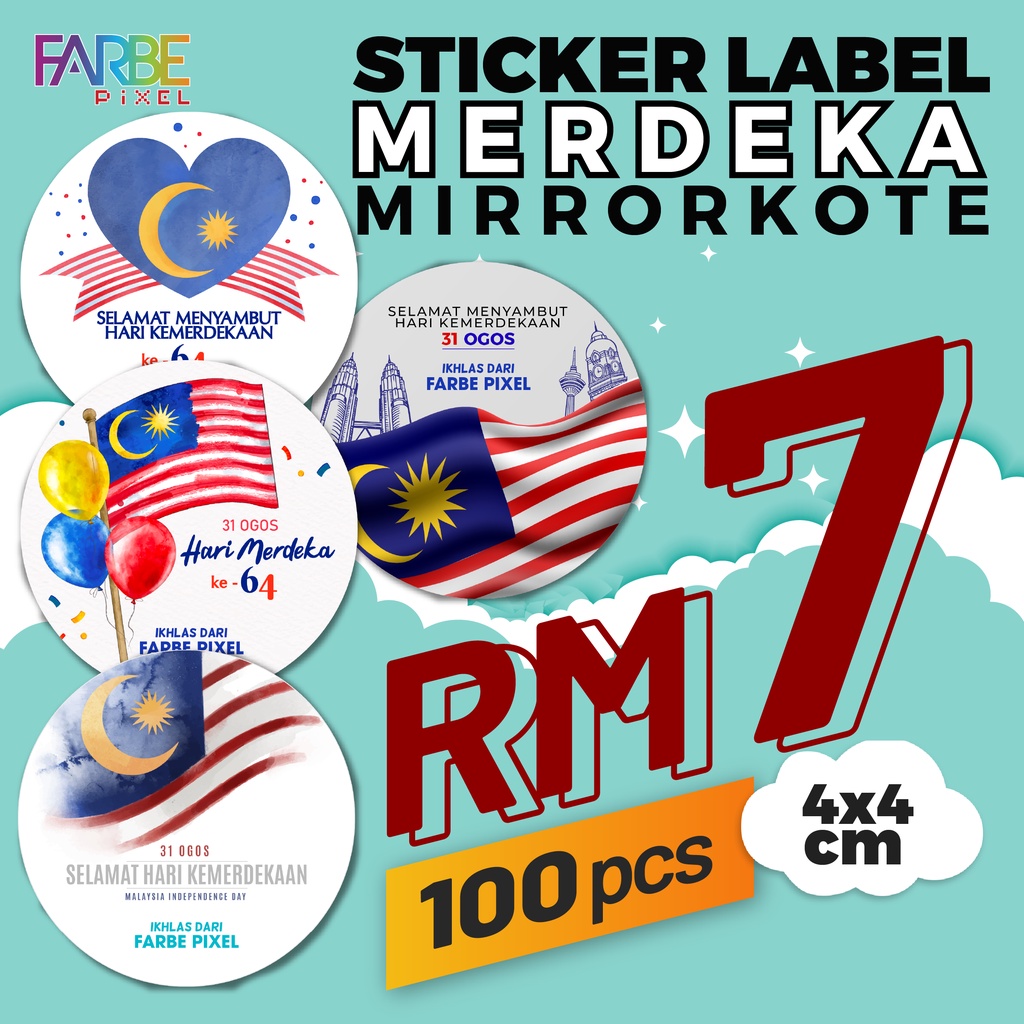 (100 pcs CUSTOM NAME) hari merdeka Label Sticker / merdeka sticker ...