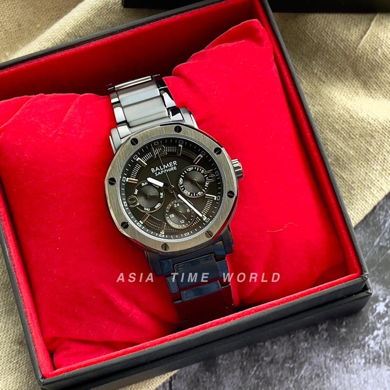 *Ready Stock*ORIGINAL Balmer 5108M-BK-4 Black Stainless Steel Sapphire ...