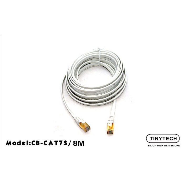 TINYTECH CAT7 CAT 7 NETWORK FLAT CABLE WHITE – 8 METER | Shopee Malaysia