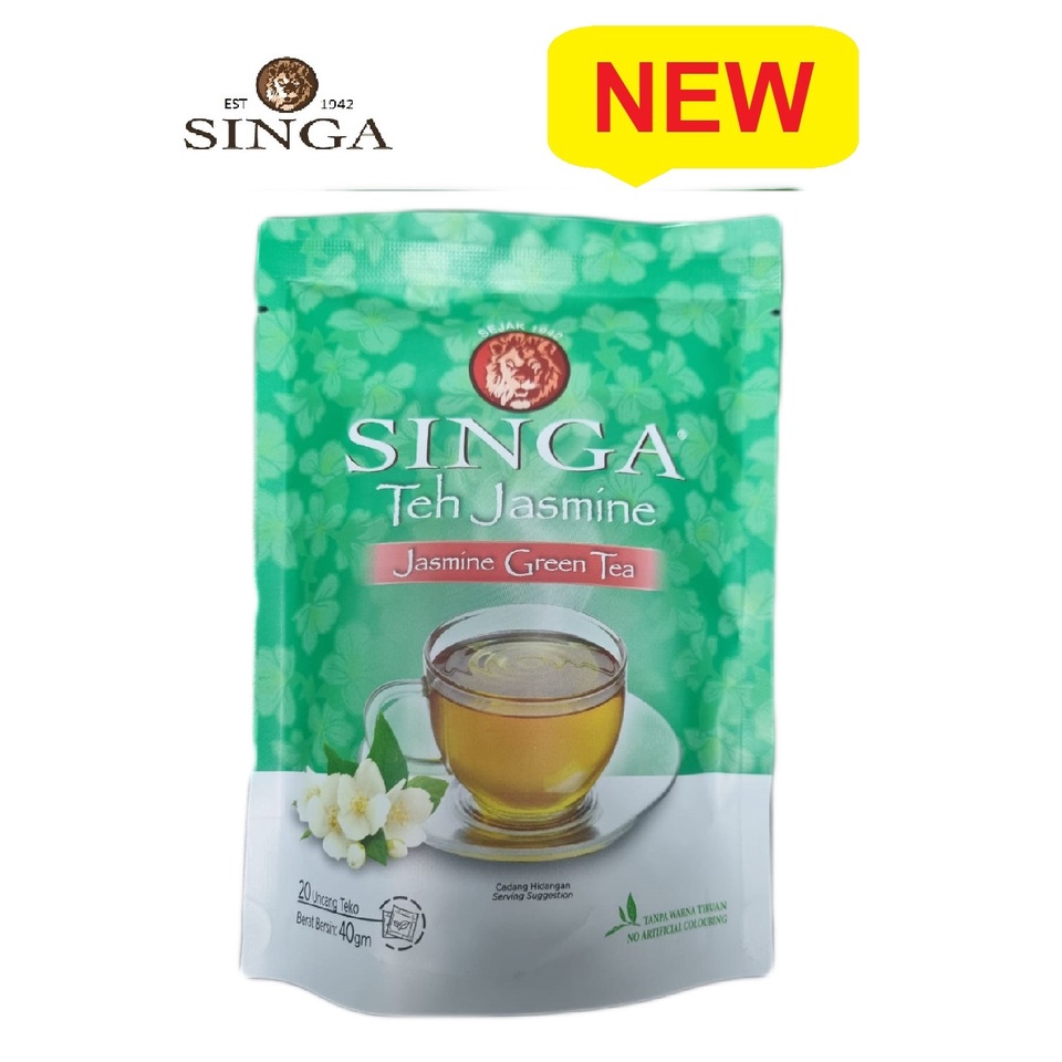 SINGA Jasmine Green Tea Potbag/ Uncang Teh Jasmine, 40gm (2gm x 20's ...