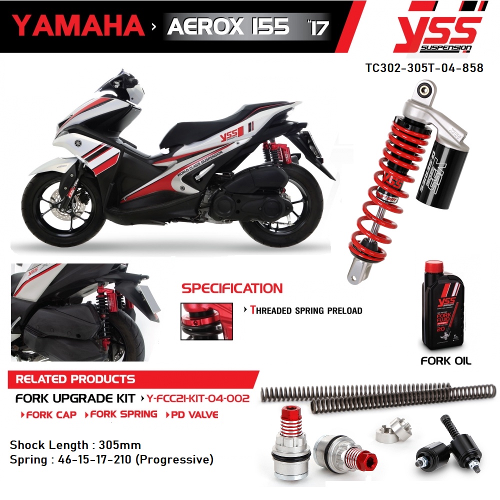 YSS Front Suspension Upgrade Kit Yamaha NVX155/Aerox 155, 57% OFF