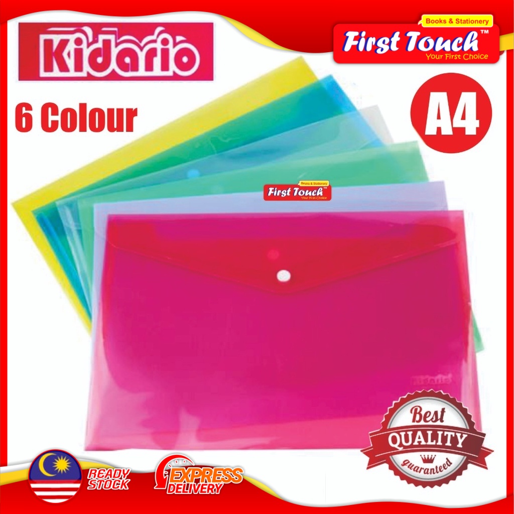 Kidario A4 Button Floder Bag 803A-18C File Butang Transparent Bag ...