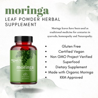 KKM APPROVED Organic Moringa Capsules by Primus Wellness Daun Moringa ...