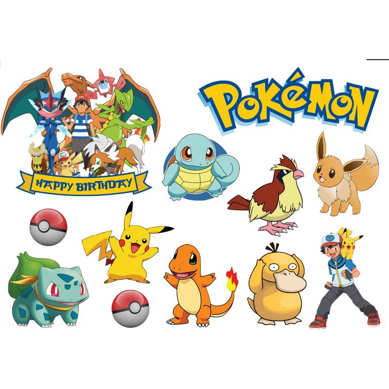 POKEMON High Quality Paper Cake Topper Kek Cake Decor Cupcake Topper ...