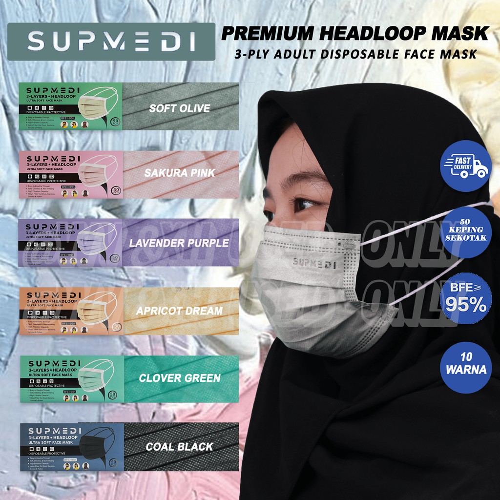 【SUPMEDI HEALOOP MASK】Head Loop Mask Mix Colour ADULT Face Mask ...