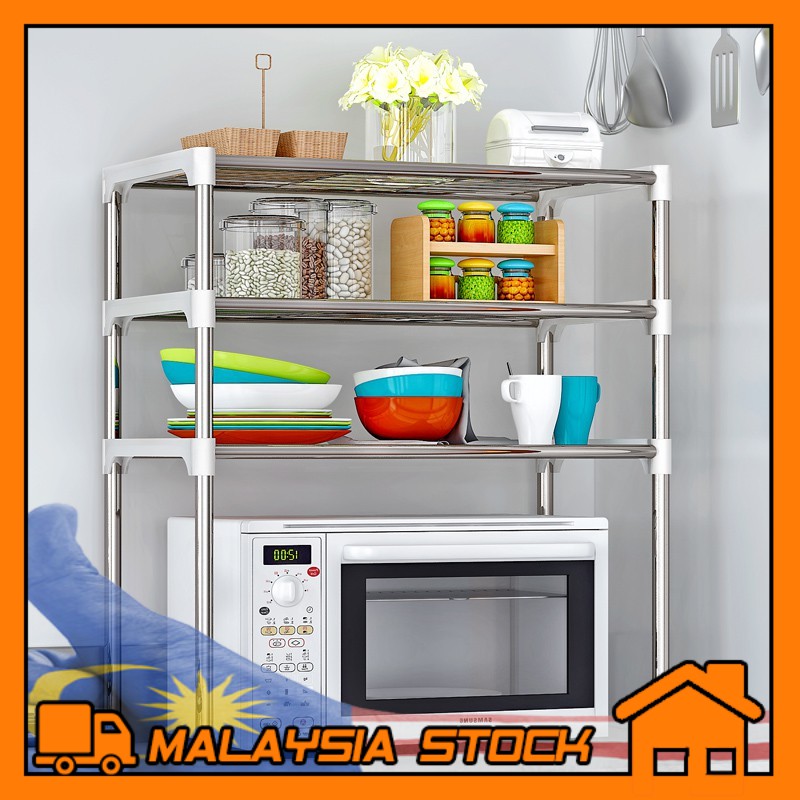 Large Capacity Stainless Steel 3 Tiers Organizer | Rak Besi Pelbagai ...