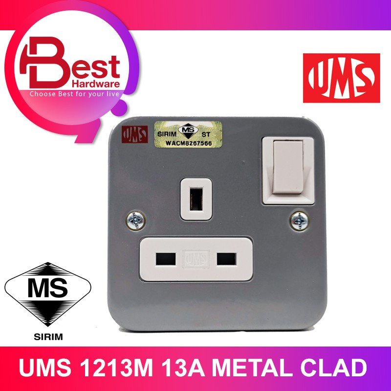 Best hardware - ums metal clad 13a 1 gang switched socket outlet | BeeCost