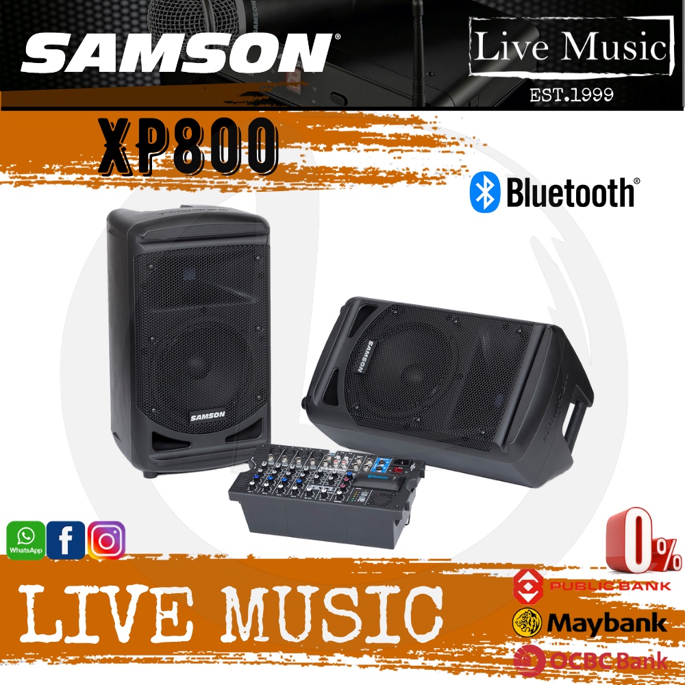 Samson Expedition XP800 8 Channel Mixer 800W 2 Way Speaker Portable PA ...