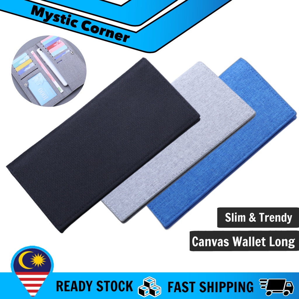 Canvas Men Long Bifold Wallet with Buckle lock - Dompet Panjang Lelaki ...