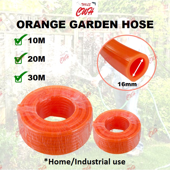 16MM (5/8") 10M 20M 30M HEAVY DUTY ORANGE GARDEN WATER HOSE GETAH HOSE ...