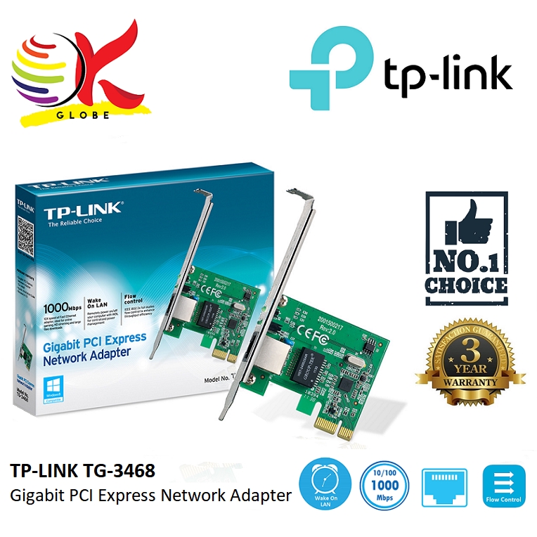 TP-LINK TG-3468 GIGABIT PCI EXPRESS 10/100/1000MBPS 32-BIT PCIE ...
