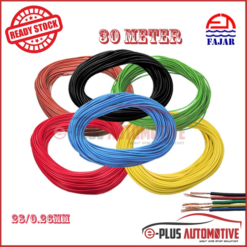 28 / 0.26mm Fajar Car Lorry 100% Pure Copper Cable Automotive Wire 30m (Made In Malaysia ...
