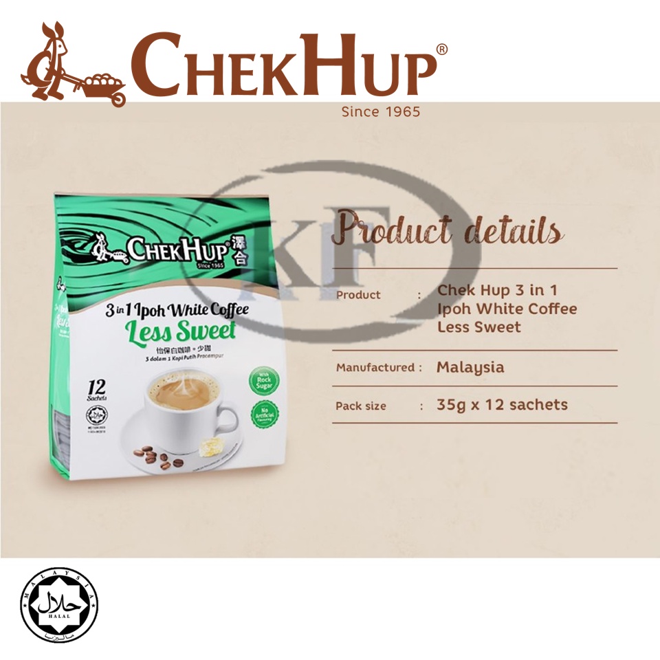 Chek Hup 3 in 1 Ipoh White Coffee Rich 40g x 12s , Original 40g x 12s ...