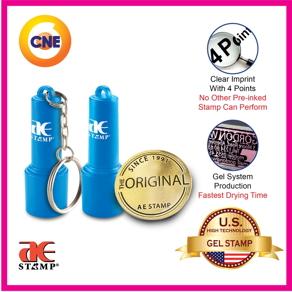 Custom Made AE Stamp Self Inking Small Size Stamp Round / Rubber Stamp ...