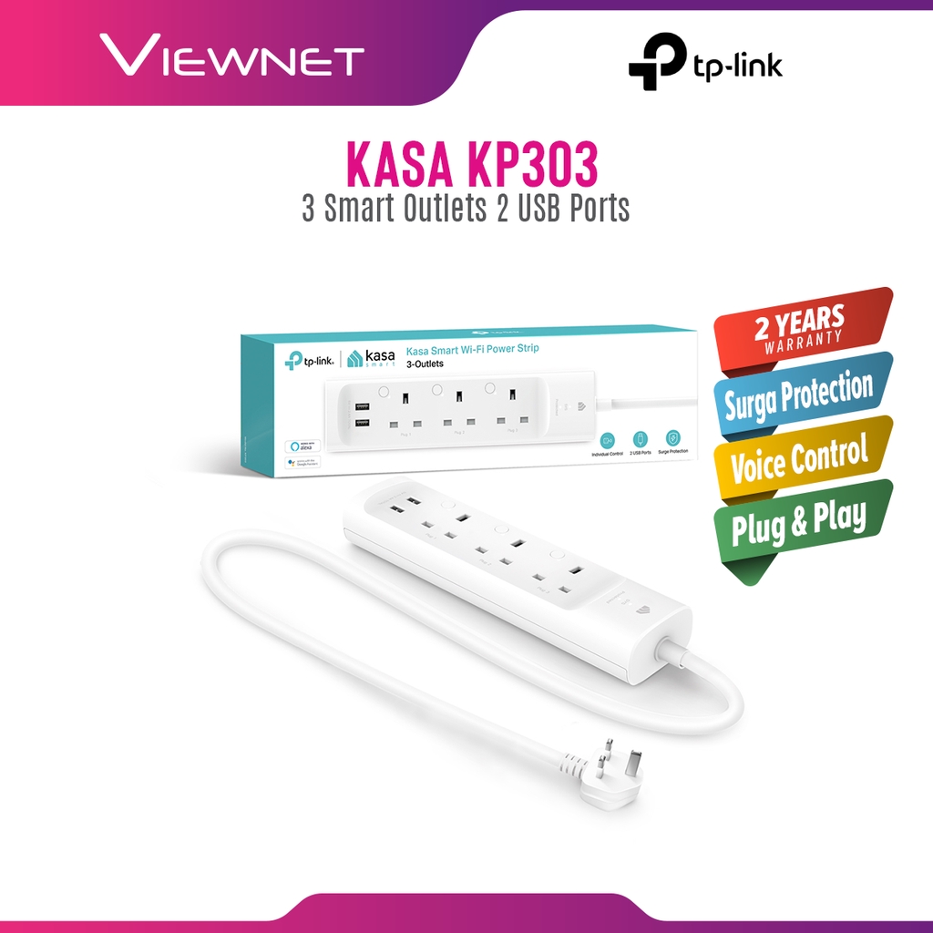 TP-Link KASA KP303 3 Outlets WiFi Smart Strip Power Extension Plug ...