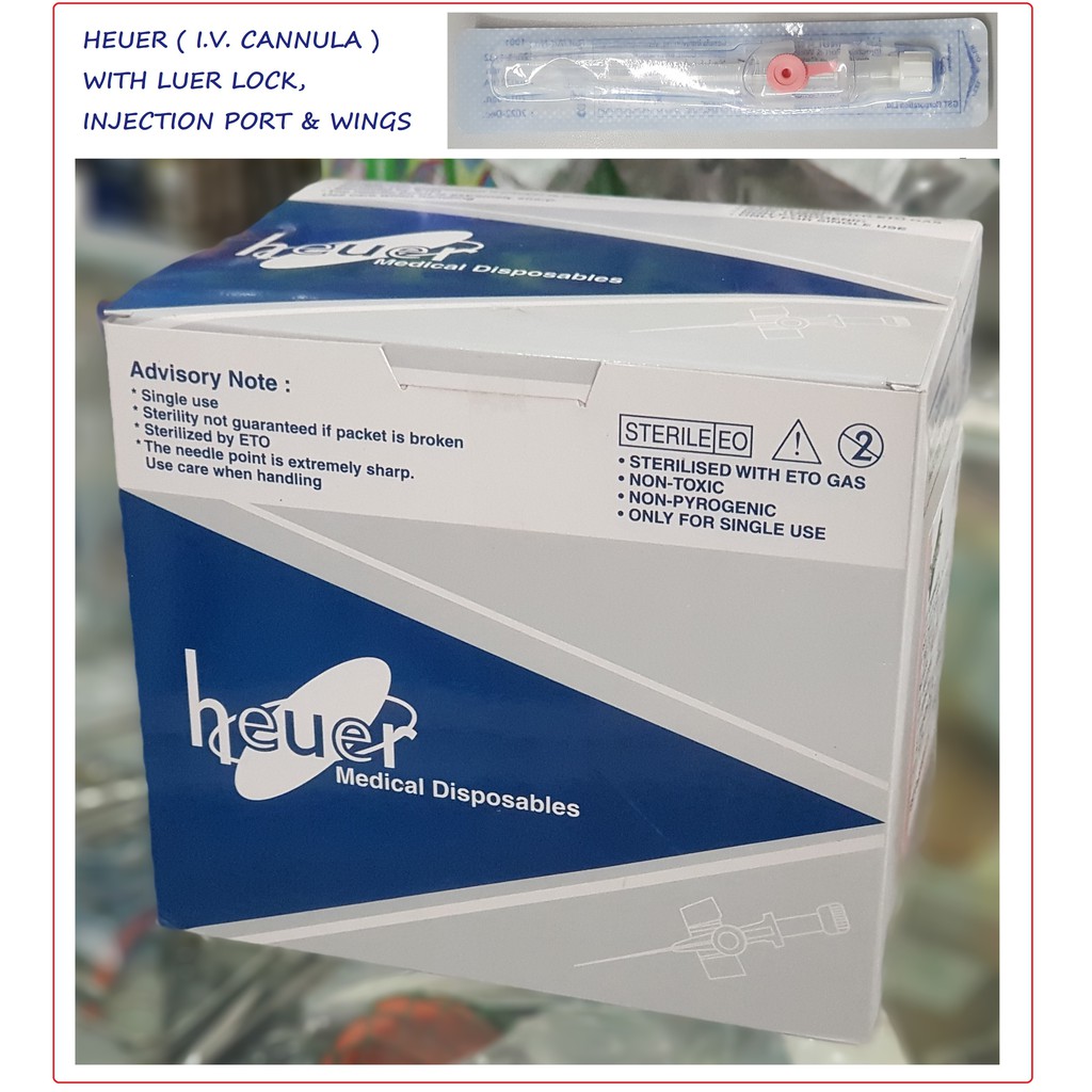 HEUER (I.V.CANNULA WITH LUER LOCK, PORT & WINGS) 100's/BOX_IV CANNULA ...