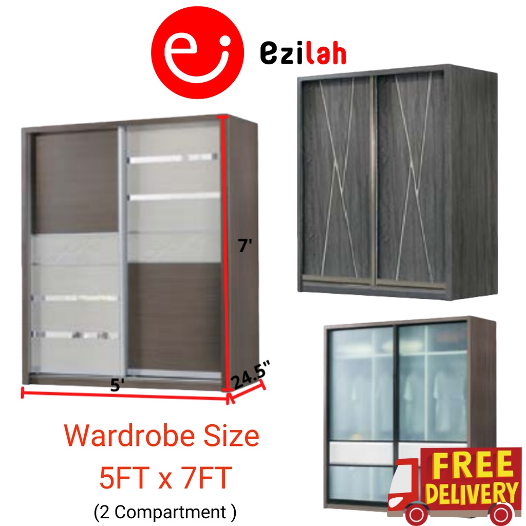 Custom Made Sliding Wardrobe/ Melamine Wardrobe (5ft x 7ft) | Shopee Malaysia