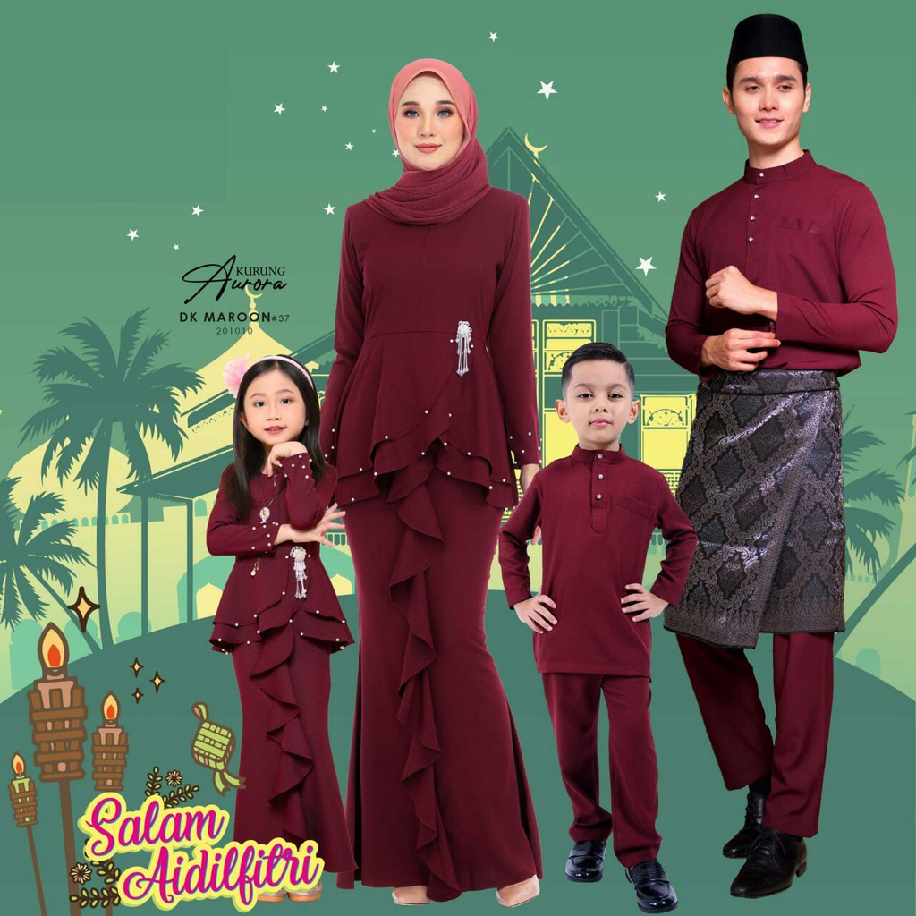 Baju Raya 2021 | AURORA | Set Family | Set Sedondon Ibu Anak | Shopee ...