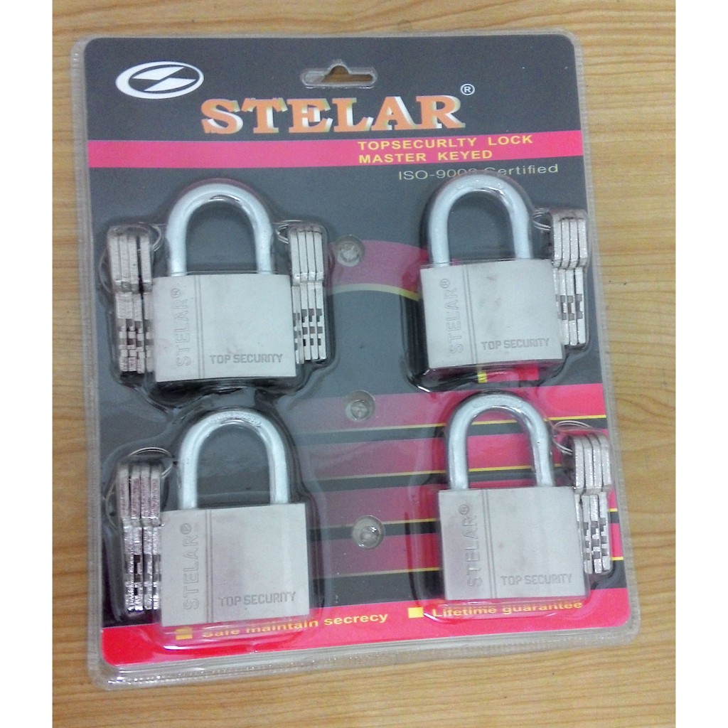 50mm Stelar Key Alikes Pad-Lock, 1 Master Key For 4 Pad-Locks