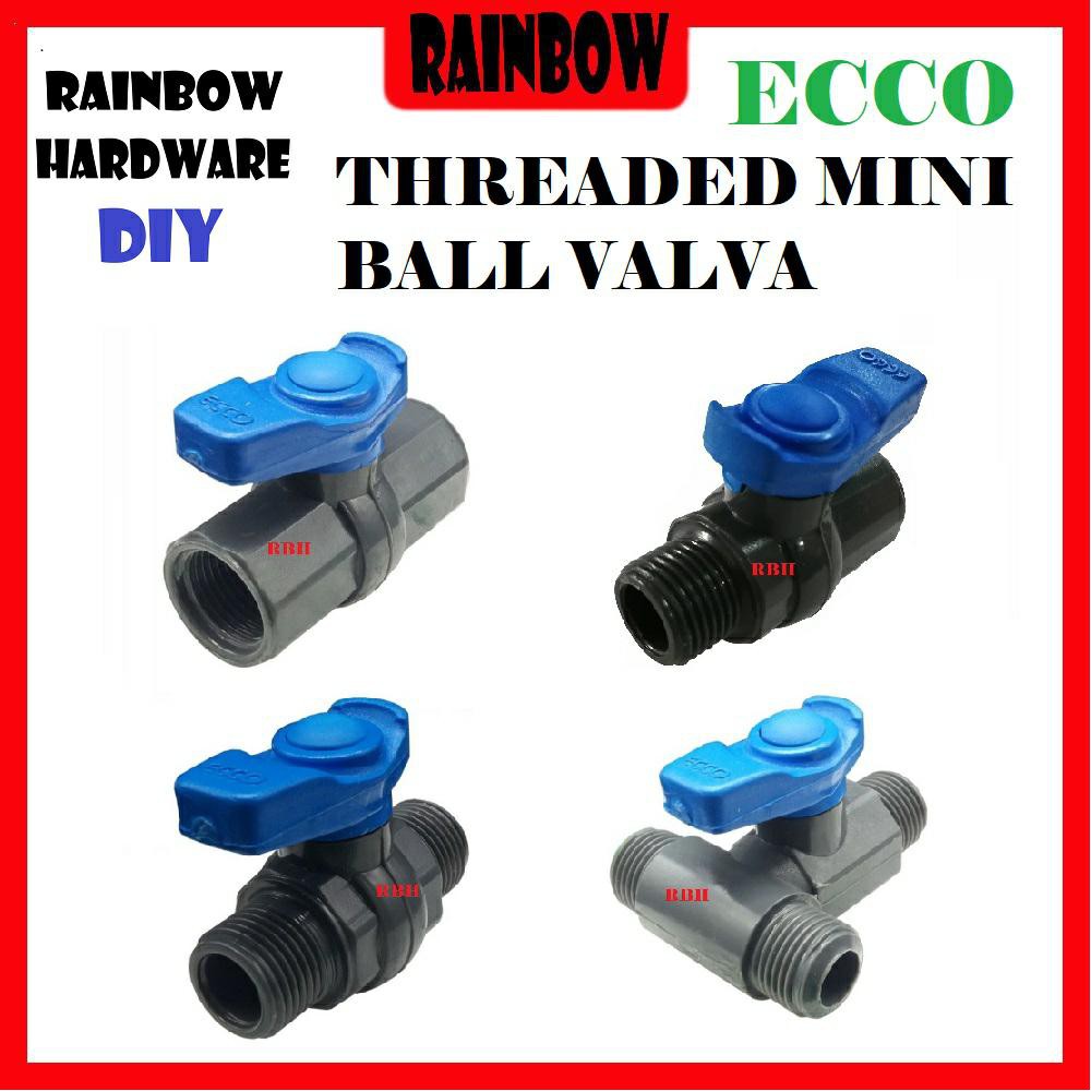 ECCO 15MM(1/2") PVC THREADED MINI BALL VALVE (MALE & FEMALE) | Shopee ...