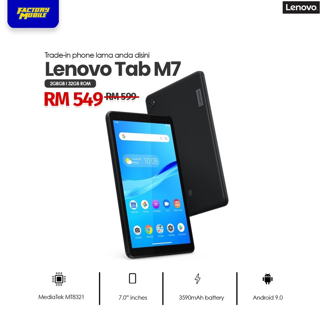 Lenovo Tab M7 2GB RAM 32GB ROM 3500 mAh (Non-removable) 1 Year Warranty PDPR | Zoom | Tengok ...