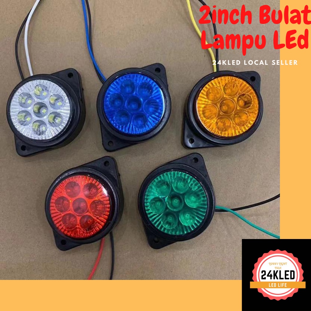 2inch Round Lorry Lori Truck Light LED Side Lamp Sisi Lampu Body Tepi ...