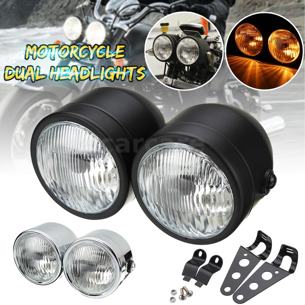 Dual Twin Motorcycle Headlight Dominator Tracker Streetfighter hailaer ...