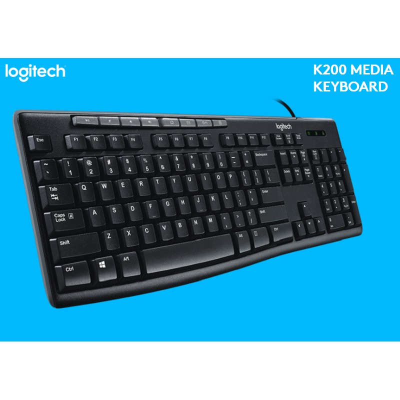 Logitech K200 Media Keyboard| USB Interface with 8 Hot Keys | Shopee ...