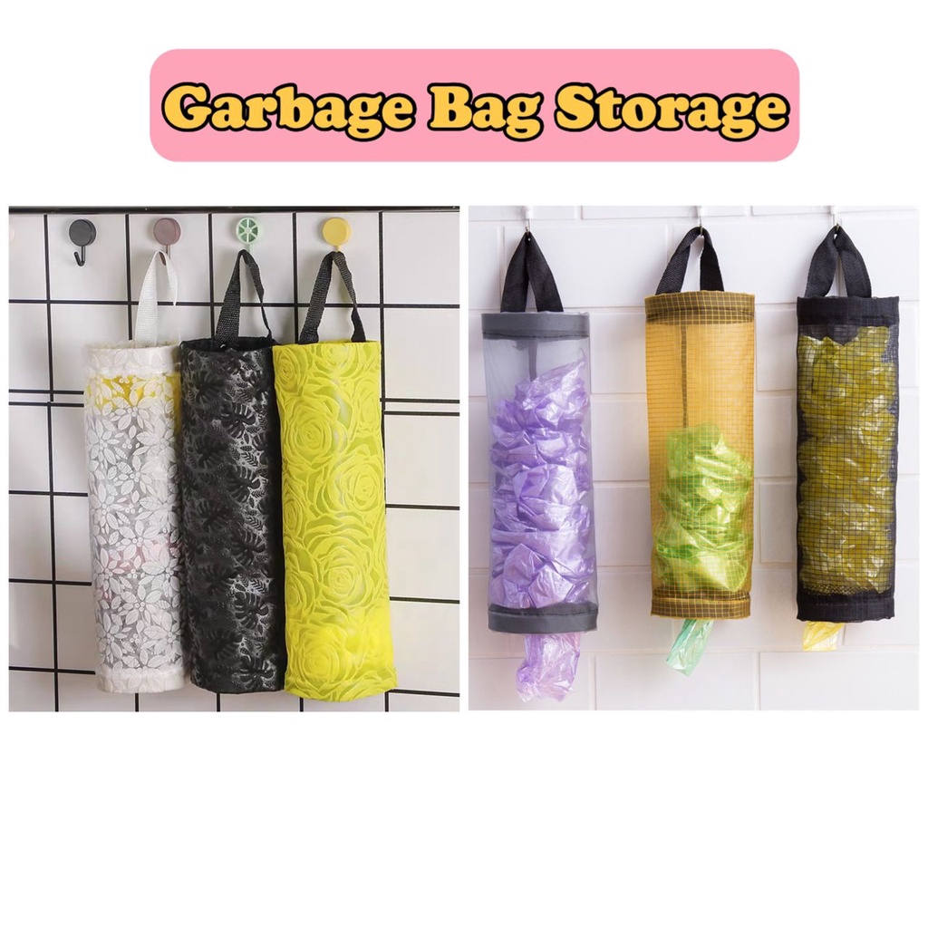 PP Hanging Storage Bag Grid / Flower Pattern Garbage Bag Storage ...