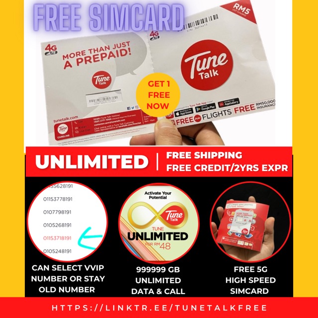 Sim pack (sim card) tunetalk unlimited internet wifi & call 5g | Shopee ...