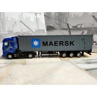 Lori kontena cargo tayar getah diecast model container truck pull back ...