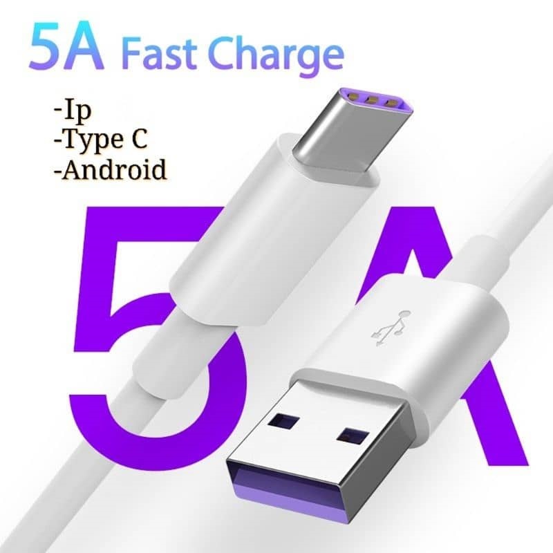 5A PURPLE Super Quick Charge Cable Type C Ip Android Micro 5A Data USB ...