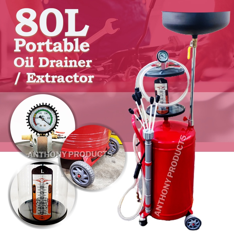 80L Pneumatic Portable Oil Drainer Waste Drain Tank Air Operated ...