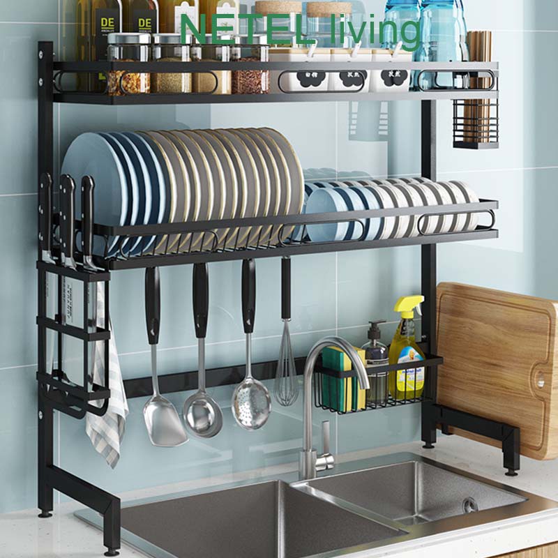 NETEL Kitchen Organizer Rack Rak Pinggan Sink Dish Rack Stainless Steel ...