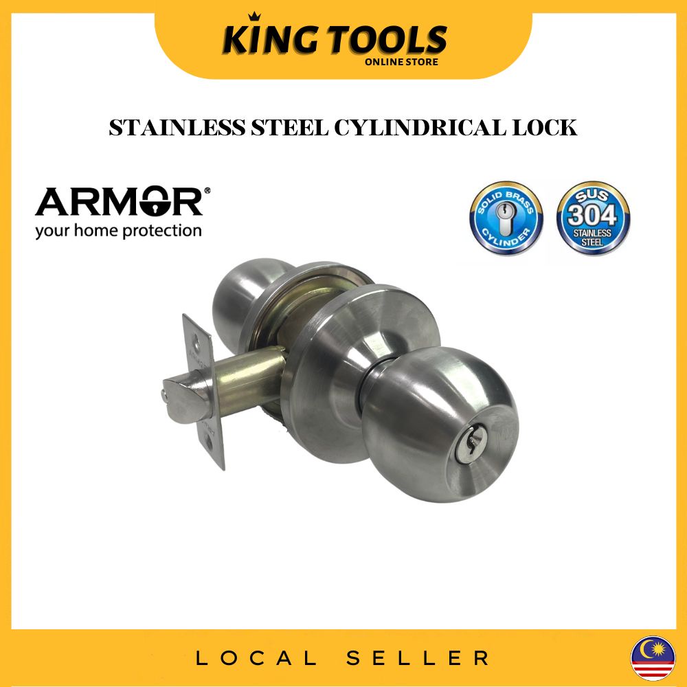 ARMOR Cylindrical Door Knob Lock Set ACL-4300/60/SS ET | Tombol Pintu ...