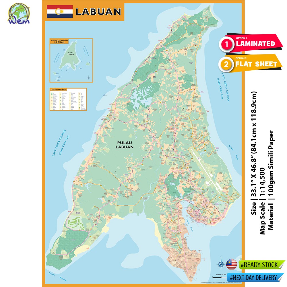 Map of Labuan (size AO - 841x1189mm) | Shopee Malaysia