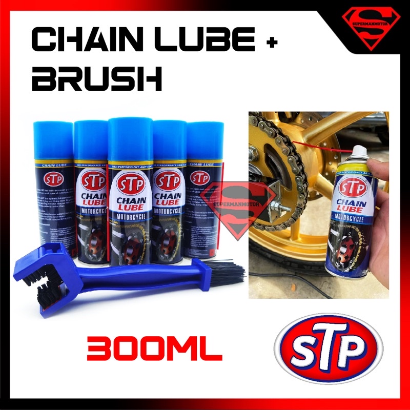 CHAINLUBE CHAIN LUBE STP 300 ML + CHAIN BRUSH SPRAY RANTAI MINYAK BERUS ...